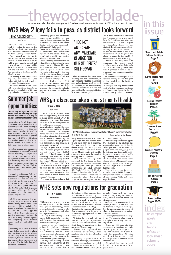 View the May 18, 2023 Issue – The Wooster Blade